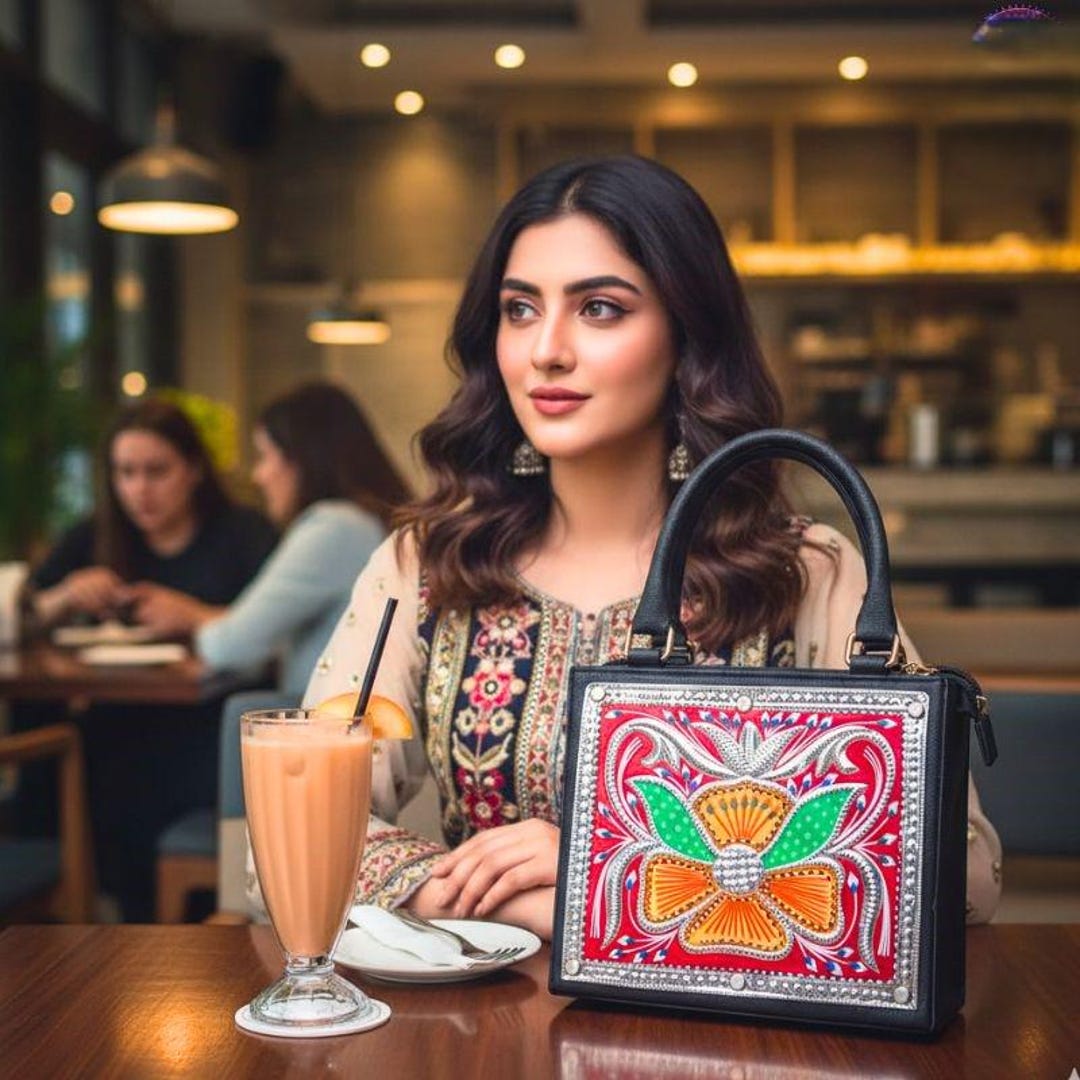 Pakistani Truck Art Vegan Leather Handbag: Cross Stitch Boho Purse - Etsy