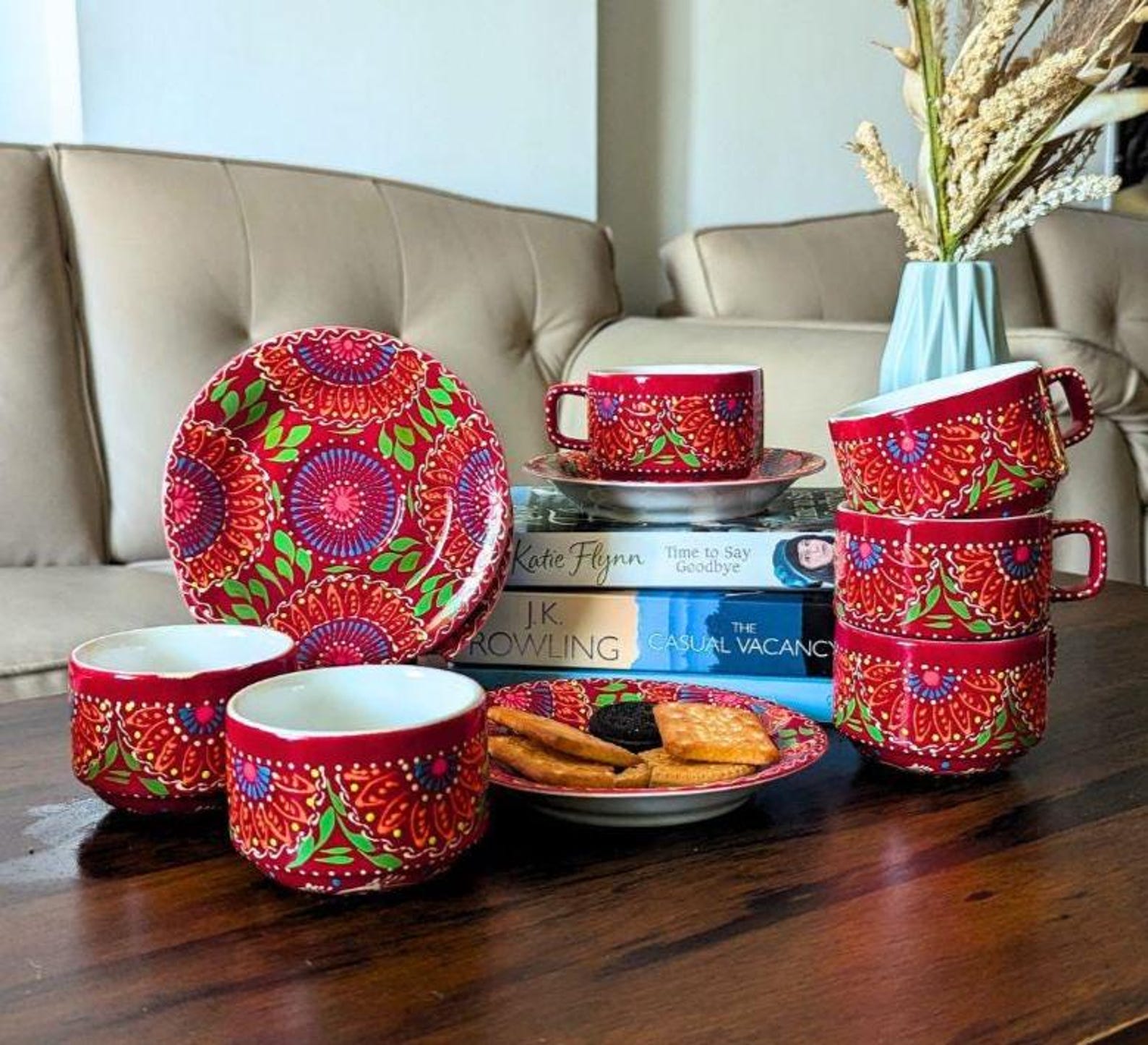 Hand Painted Mandala Tea Cup Set: Pakistani Truck Art Ceramic Cups ...