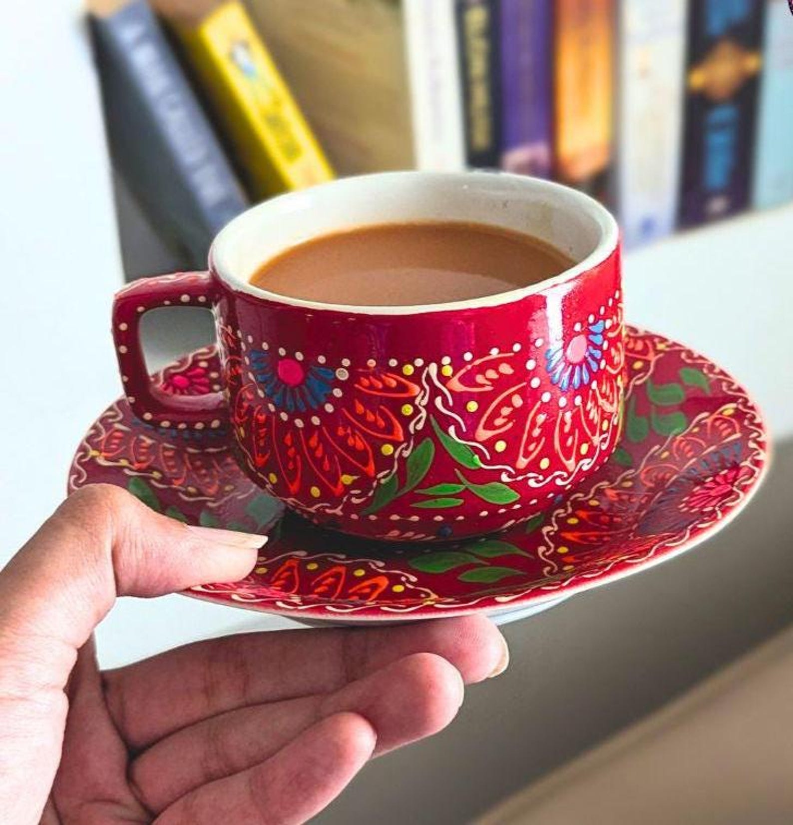 Hand Painted Mandala Tea Cup Set: Pakistani Truck Art Ceramic Cups ...