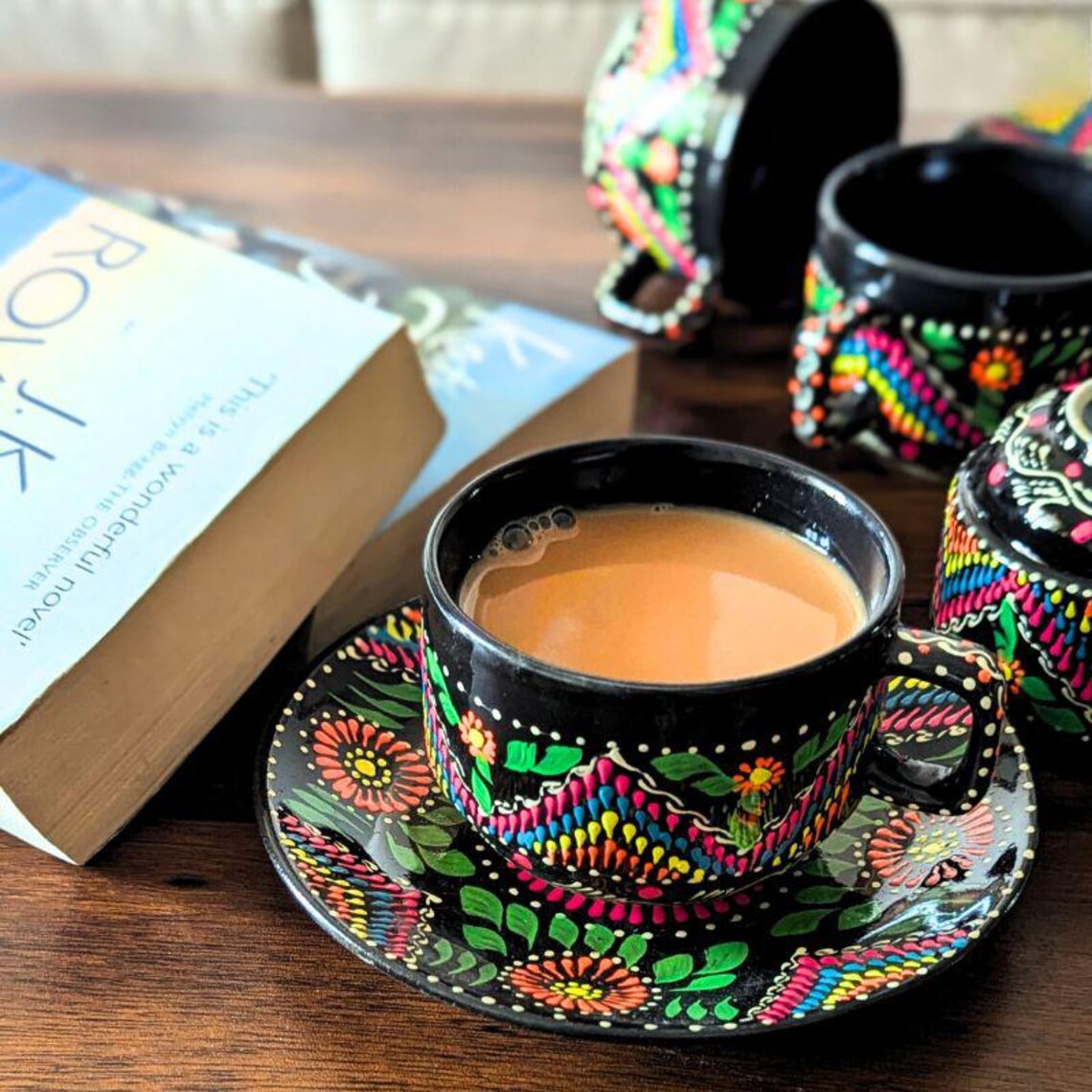 Hand Painted Mandala Tea Cup Set: Pakistani Truck Art Ceramic Cups ...