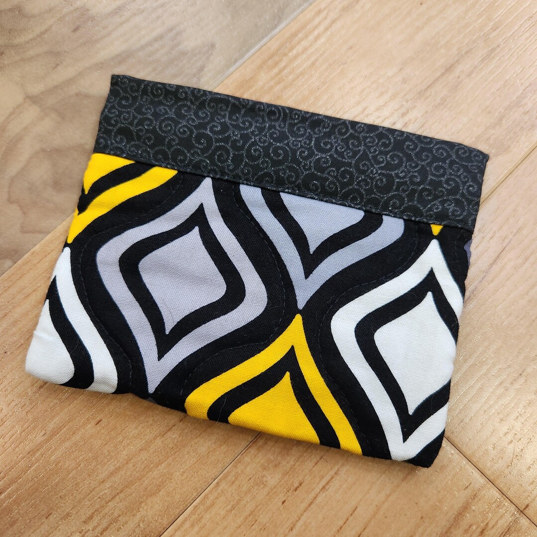 Small Black/yellow Snap Bag Birth Control Pouch, Slim Pill Pack Case ...