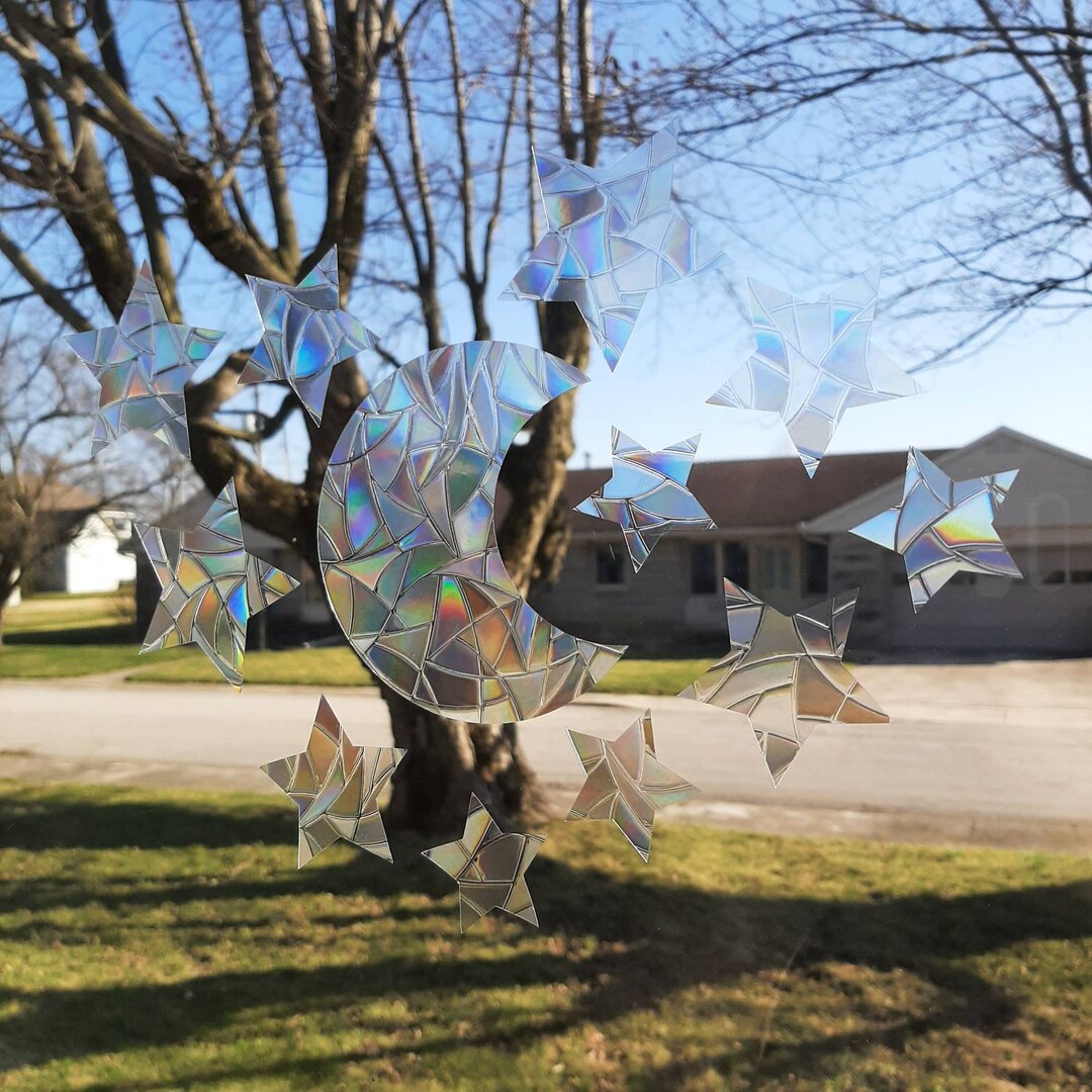 12 Moon & Stars Window Clings Reusable Vinyl Window - Etsy