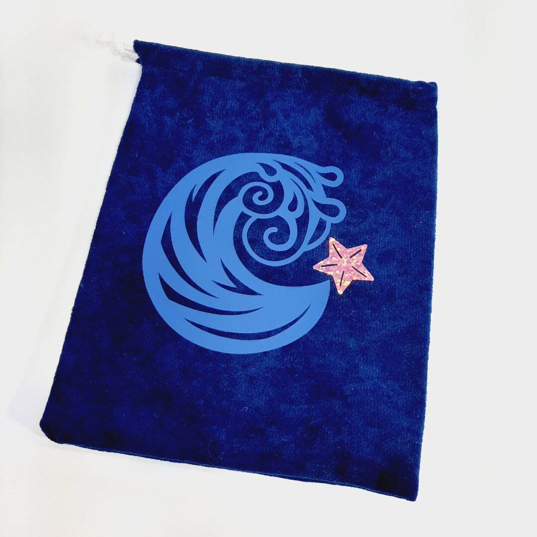 Ocean Wave Dice Bag, Navy Blue Velour Drawstring Jewelry Pouch ...