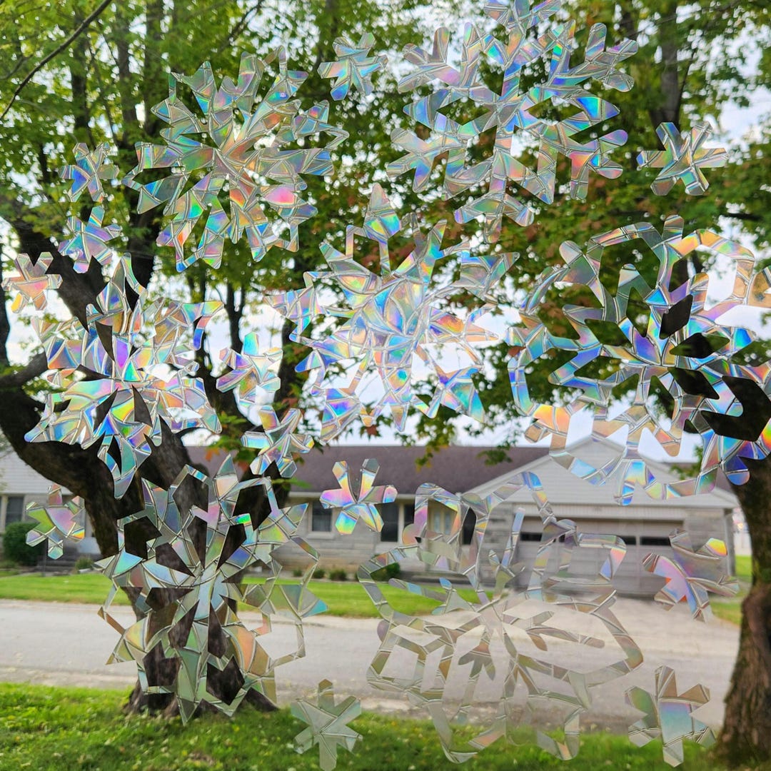 7 Snowflake Window Clings for Christmas Winter, Translucent Static ...
