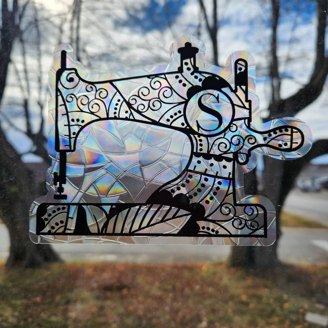 Sewing Machine Suncatcher, Reusable Static Cling Window Decoration ...