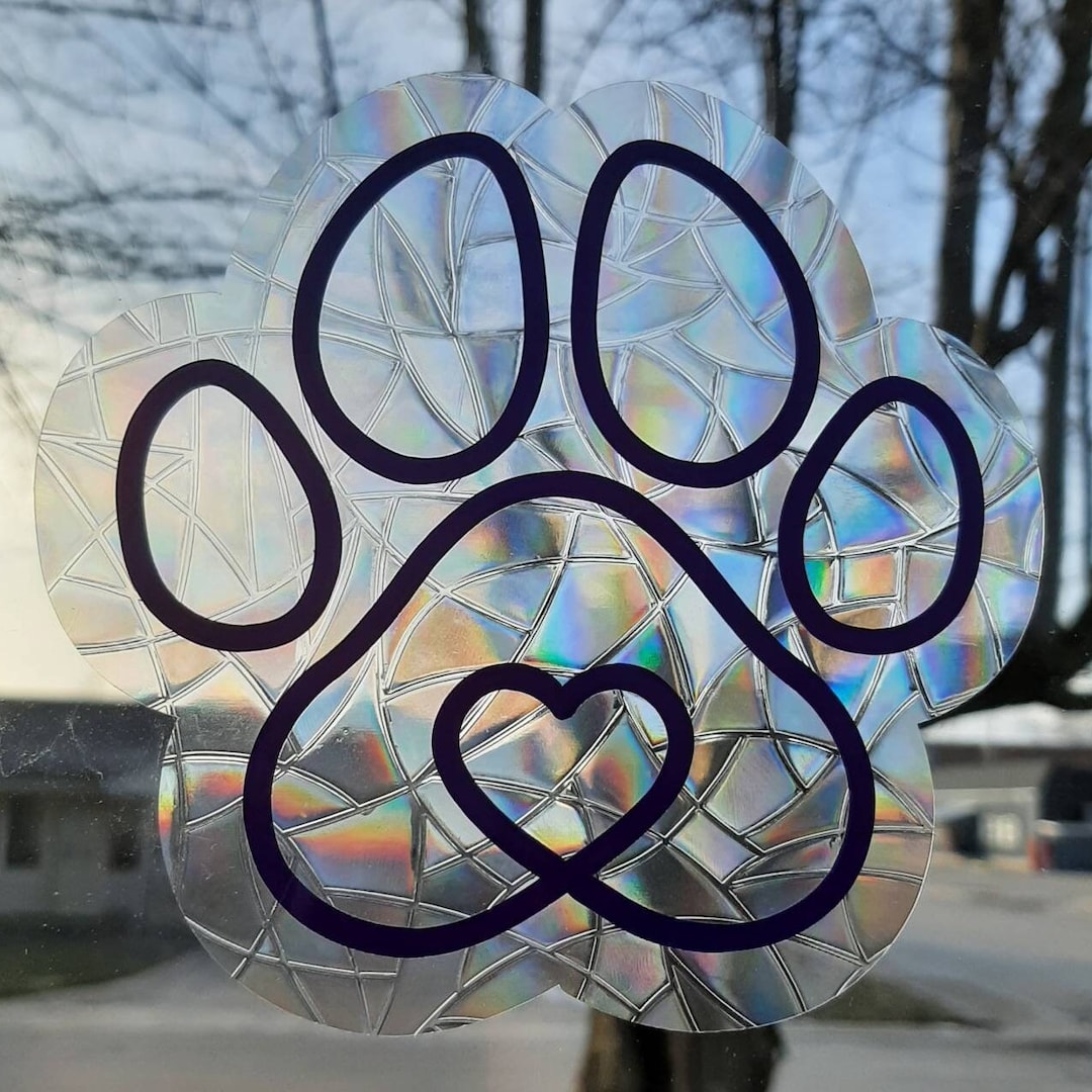 Dog Paw Print Suncatcher Cling, Reusable Translucent Static Cling ...