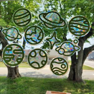 Planet Outer Space Suncatcher Set, Reusable Static Cling Window ...