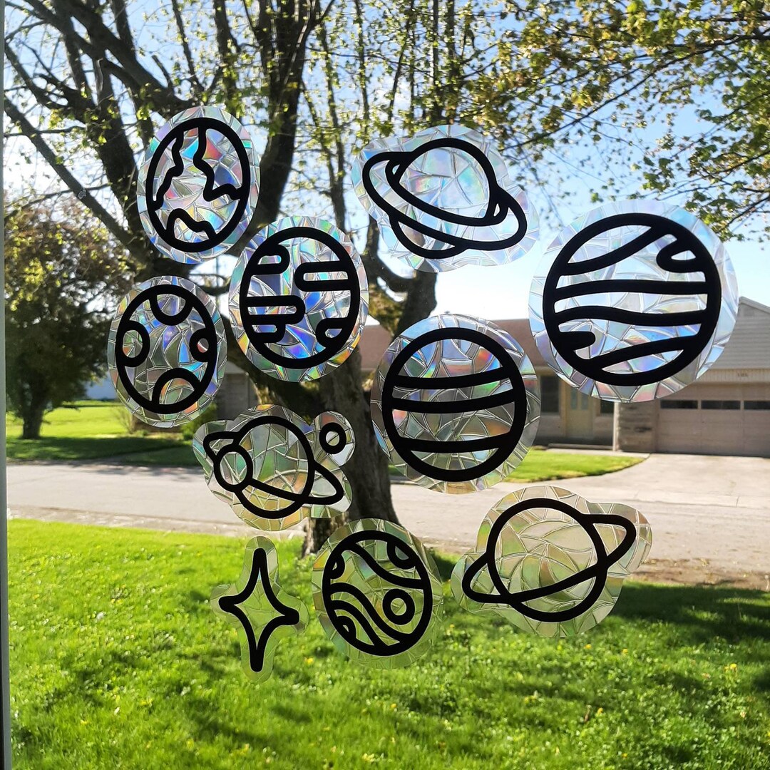 Planet Outer Space Suncatcher Set, Reusable Static Cling Window ...