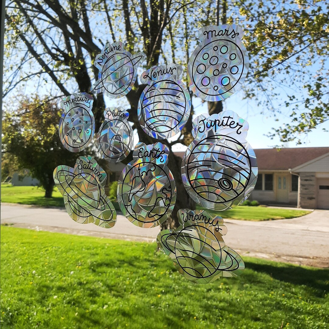 Planet Outer Space Suncatcher Set, Reusable Static Cling Window ...