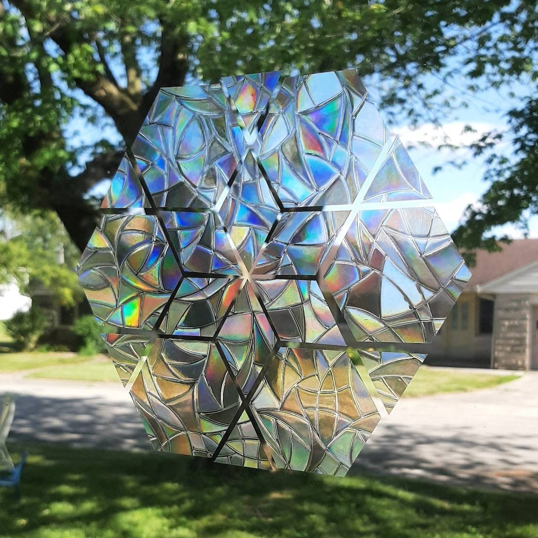 18 Geometric Window Clings, Translucent Prism Window Decor, 6 Hexagons ...