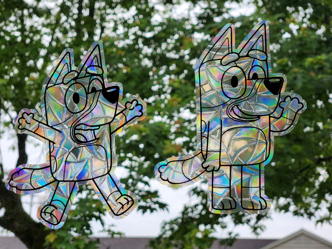 Bluey Suncatcher, Reusable Vinyl Window Decoration Prism Static Cling ...