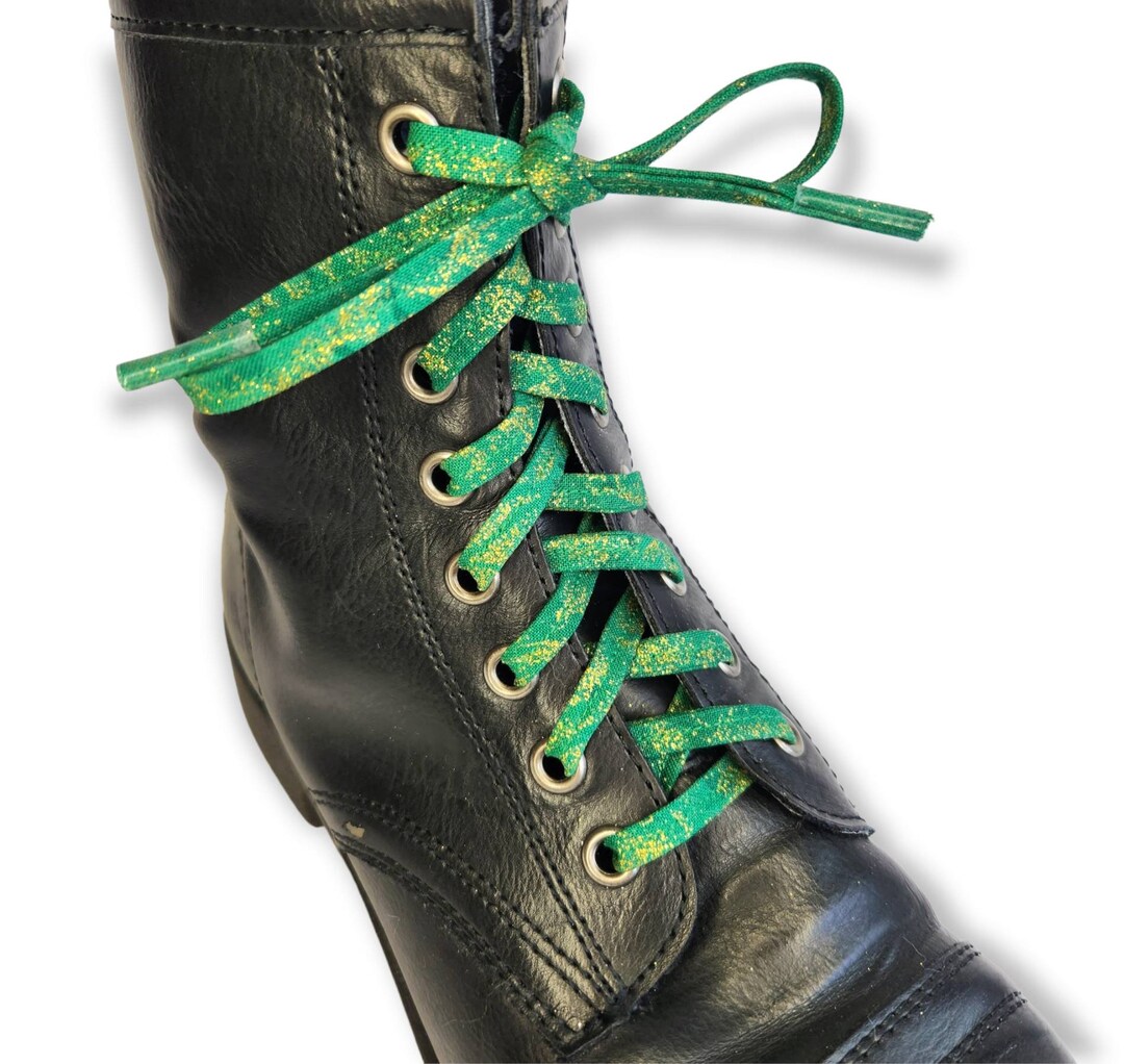 Green Gold Shoelaces, Handmade Sneaker Footwear Accessories, Run Walk ...
