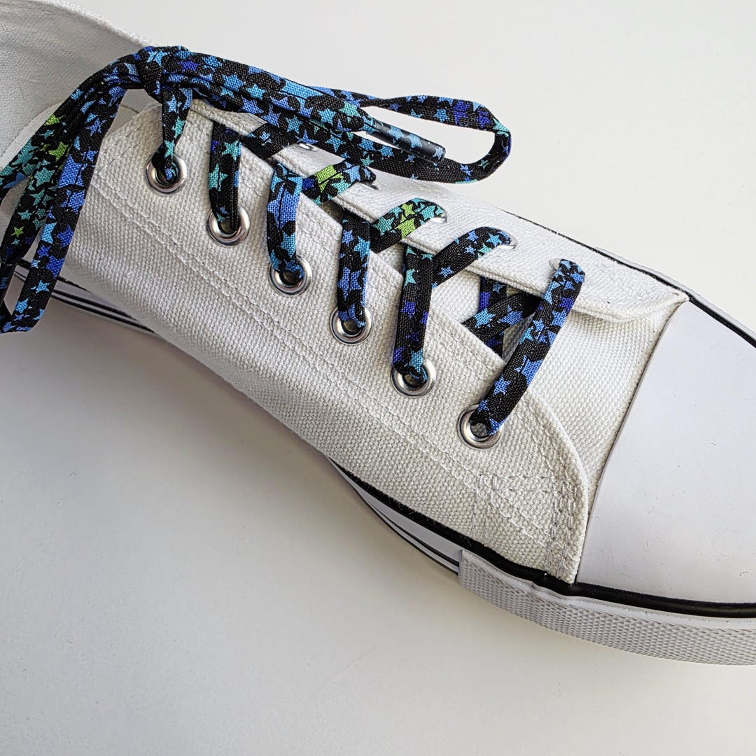Blue Green Star Shoelaces, Little Stars Footwear Accessory, Handmade ...