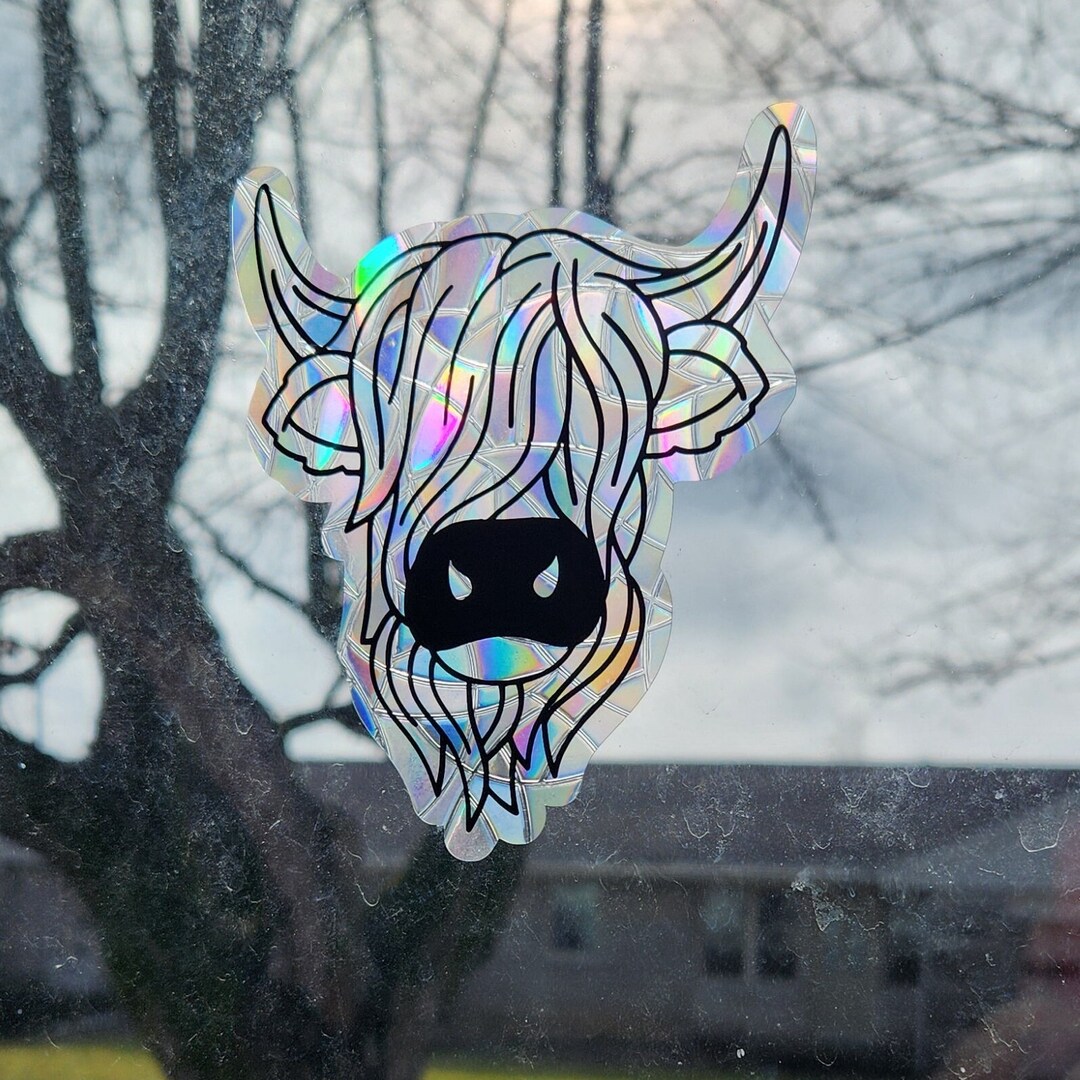 Highland Cow Suncatcher, Reusable Static Cling Window Decoration ...