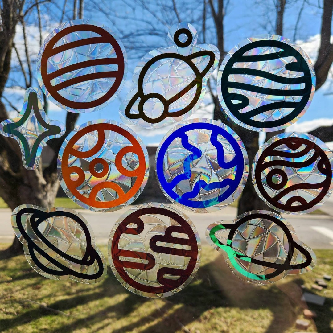 Planet Outer Space Suncatcher Set, Reusable Static Cling Window ...