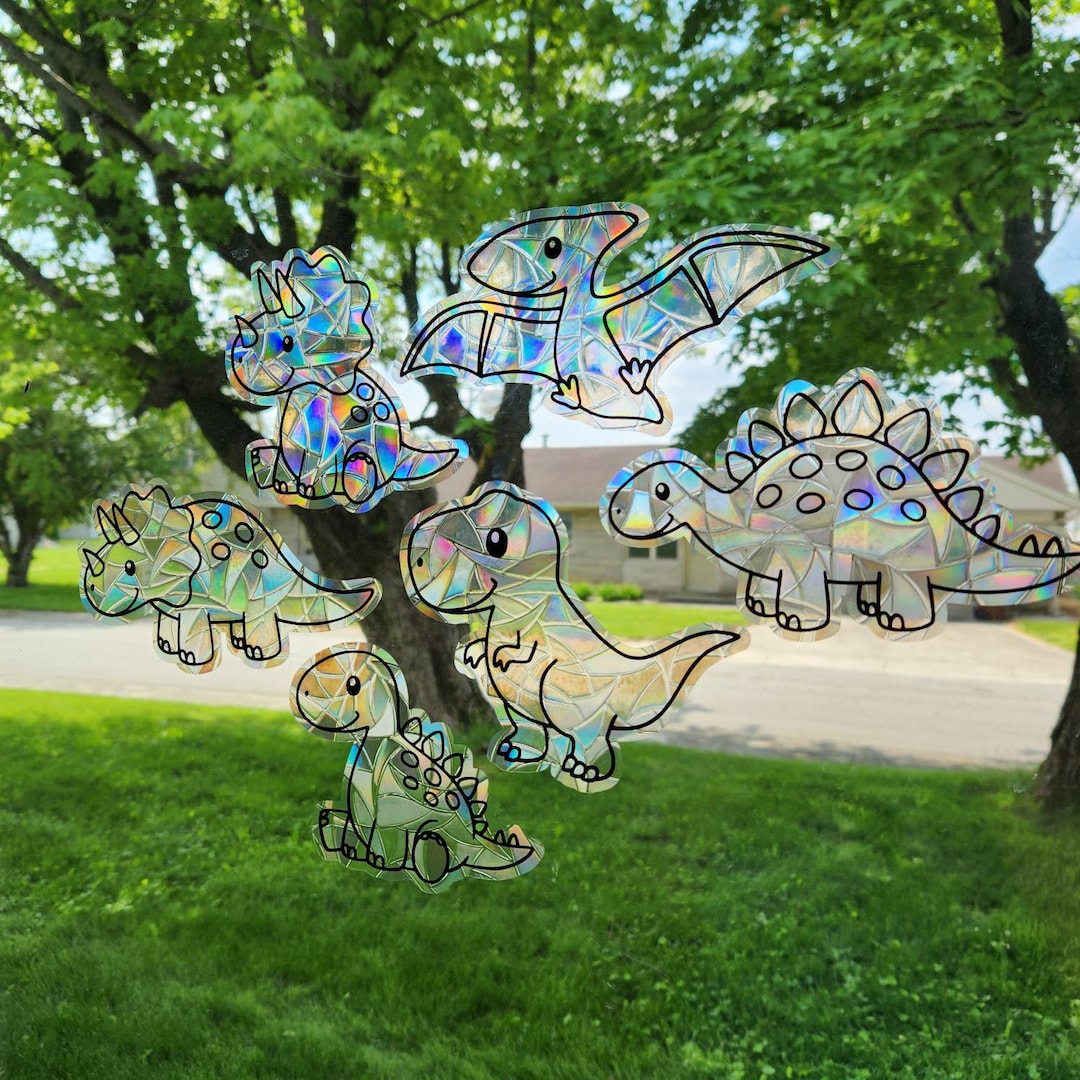 Dinosaur Suncatcher Set, Reusable Static Cling Window Decoration ...