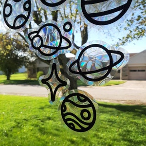 Planet Outer Space Suncatcher Set, Reusable Static Cling Window ...