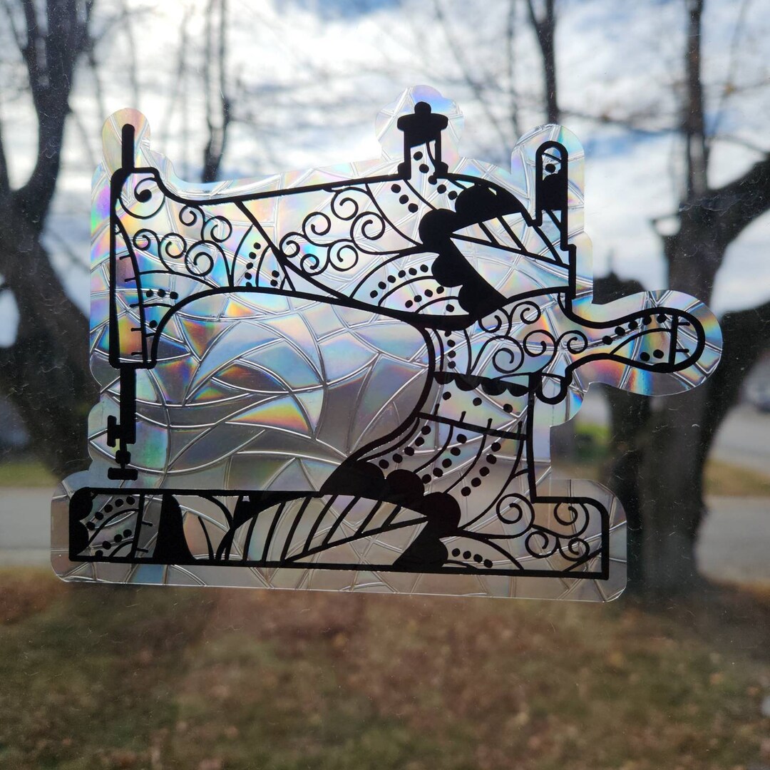 Sewing Machine Suncatcher, Reusable Static Cling Window Decoration ...