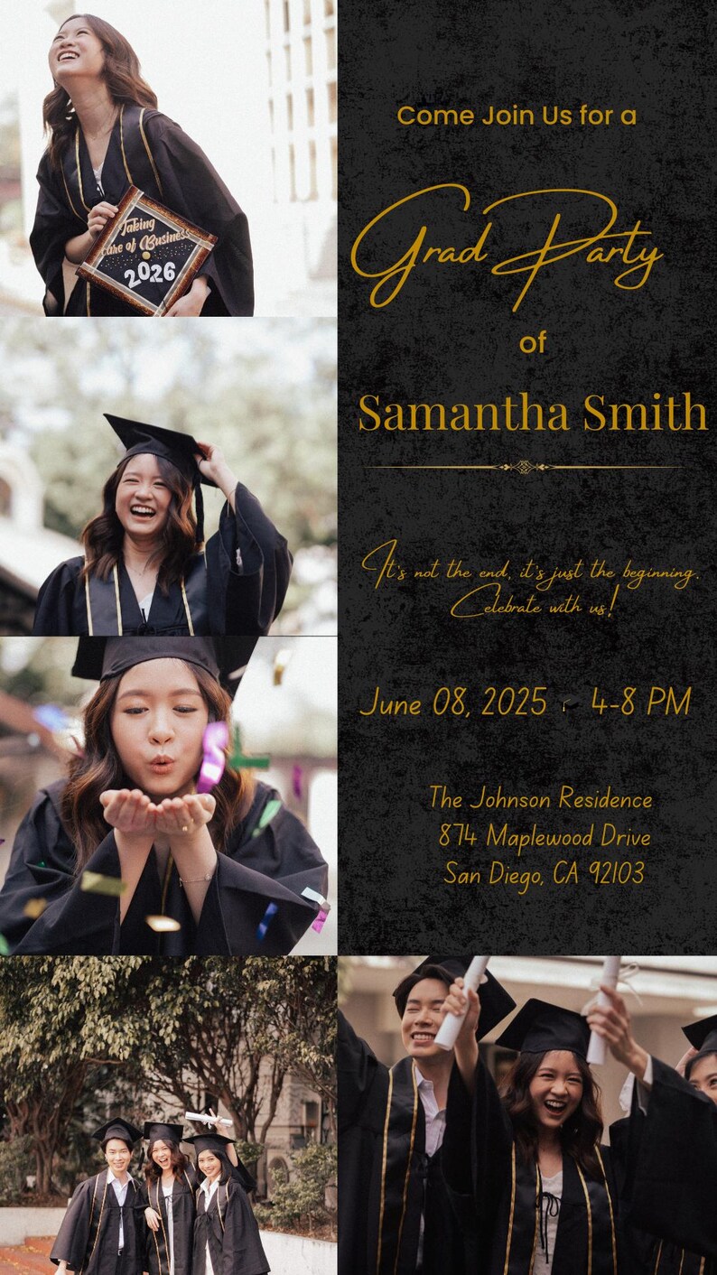 3-in-1 Editable Graduation Invitation Template, Printable or Digital ...