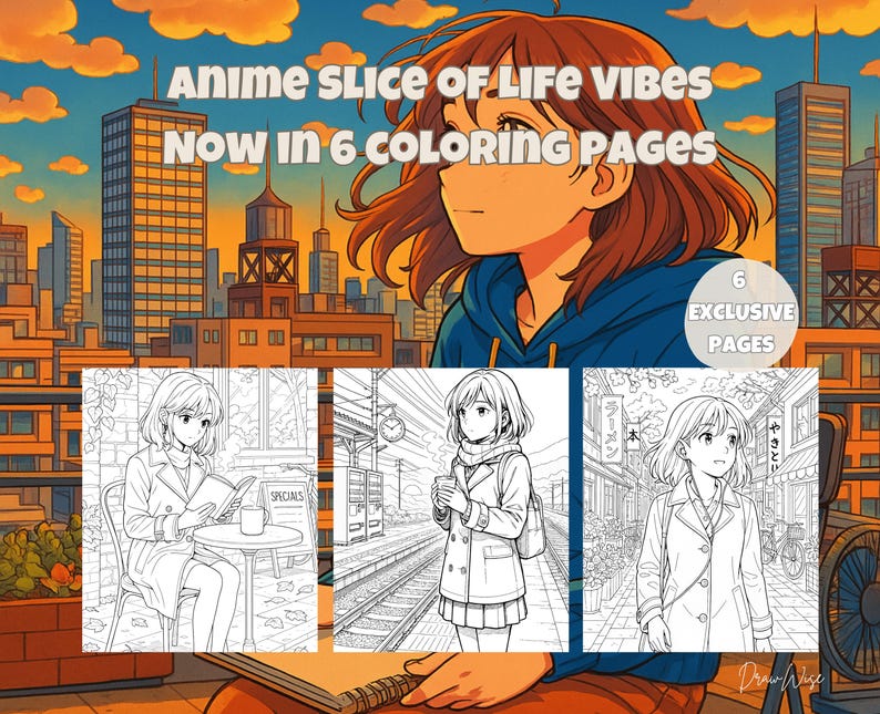 Anime Coloring Pages – Realistic Slice of Life Scenes – Printable ...