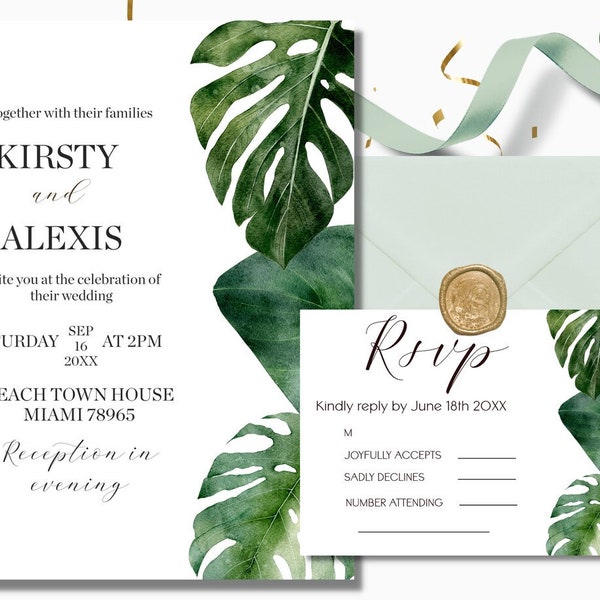 Monstera Invitations - Etsy