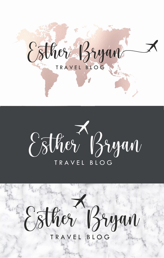 Graphic Design Travel Logo Rose Gold Logo Travel Blog Logo Travel Agent ...