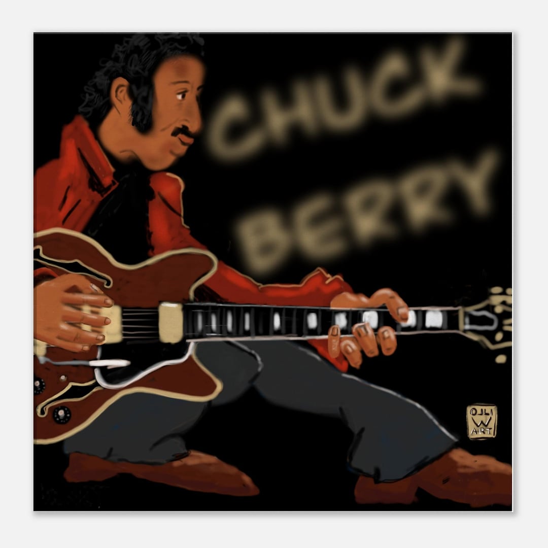 Caricature Portrait Chuck Berry - Pop Art Canvas Print - Certificate ...