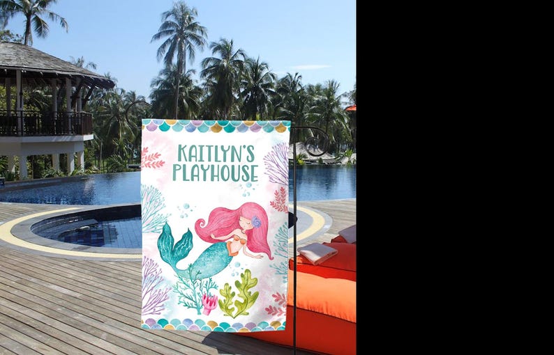 Custom Mermaid Flag, Girl Tree House Flag, S Fort Flag, S Personalized ...