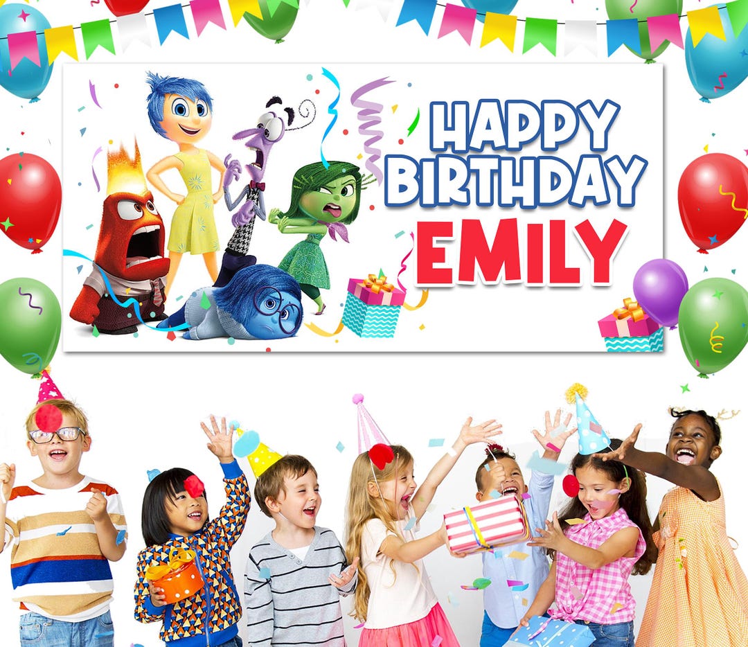 Inside Out Backdrop, Inside Out Birthday Party Banner Decoration SJ4W12 ...