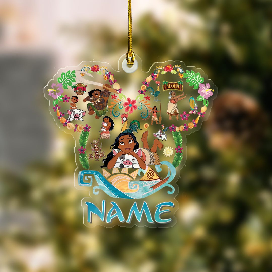 Custom Name Moana Christmas 2025 Ornament, Disney Moana Cartoon ...