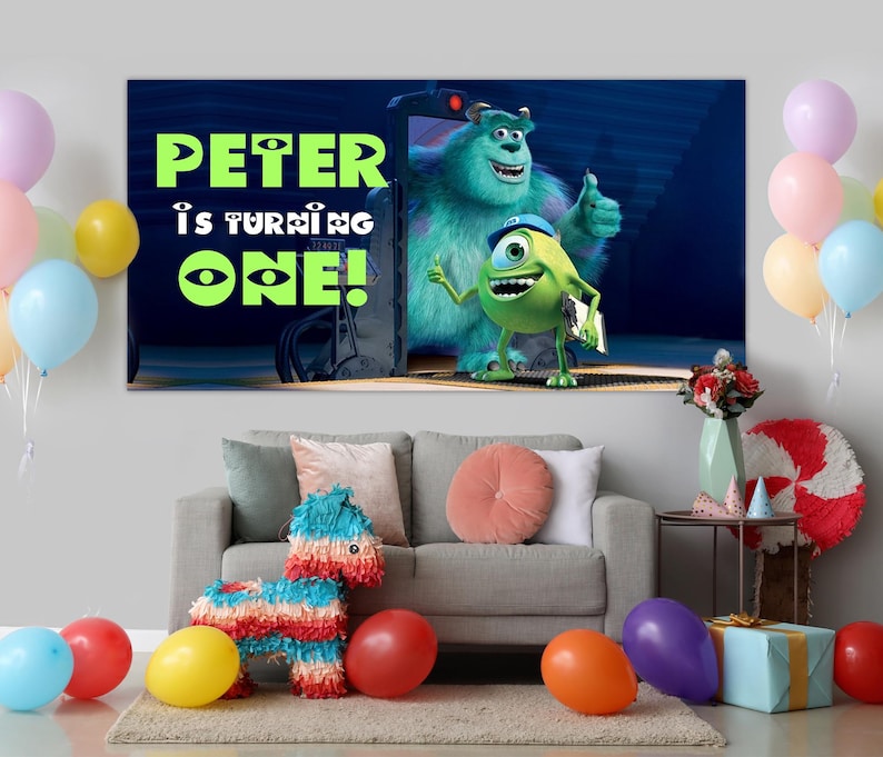 Boo Door With Monsters Brights Party Banner, Monsters Inc Birthday ...