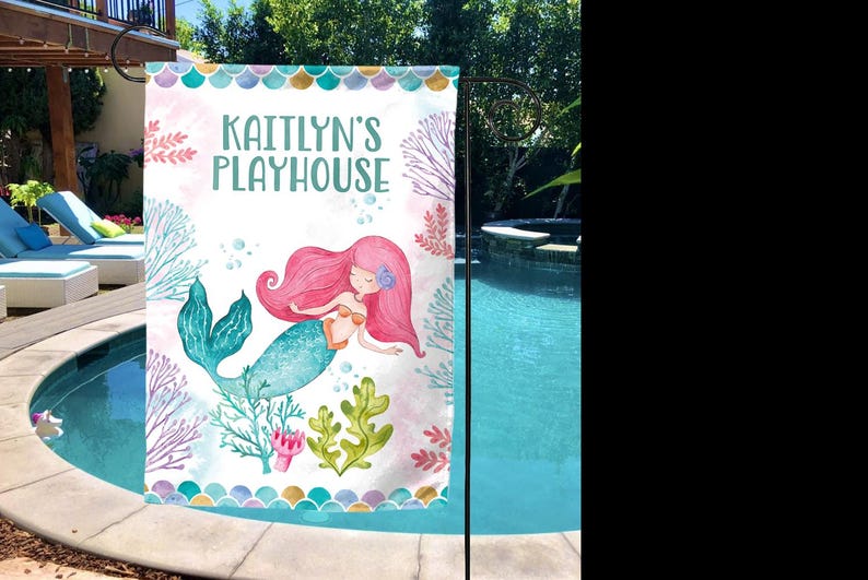 Custom Mermaid Flag, Girl Tree House Flag, S Fort Flag, S Personalized ...