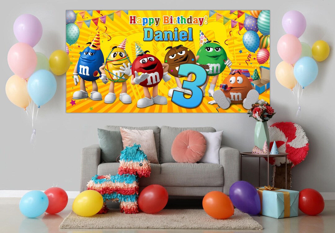 M&M Candy Family Birthday Backdrop/m and M Candy Birthday Banner/m and ...