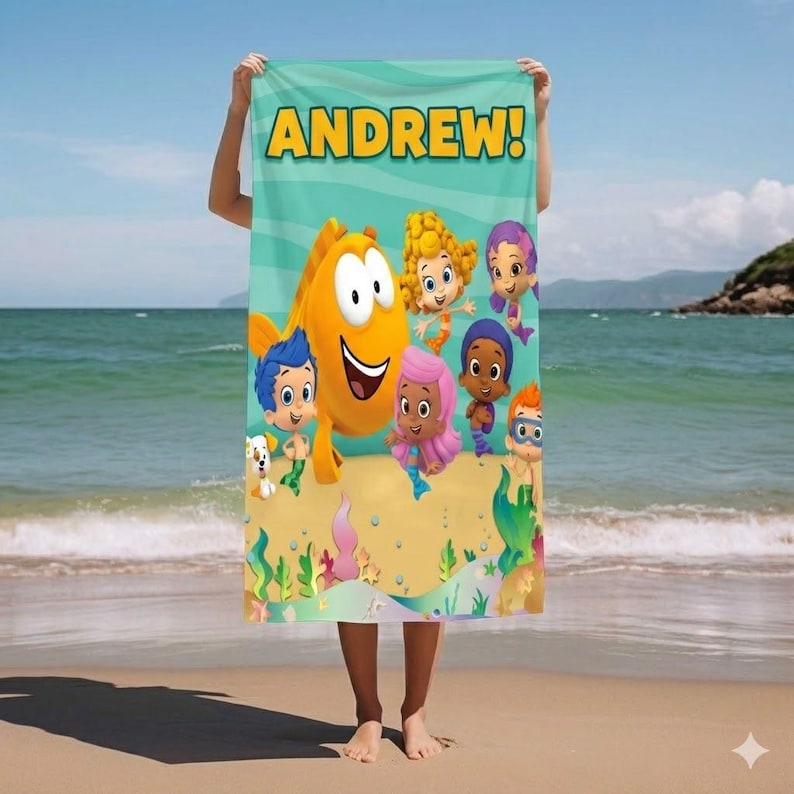 Bubble Guppies Beach Towel, Cute Cartoon Kids Pool Towel, Summer ...