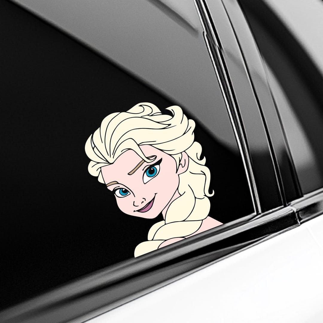 Elsa Anna Hans Kristoff Olaf Bruni Peekaboo Peeker Peeking Car Window ...