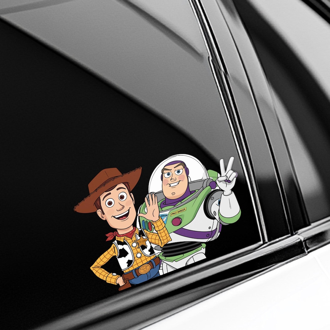 Buzz Woody Peeker Sticker – Toy Story Peeking Vinyl Decal, Waterproof ...