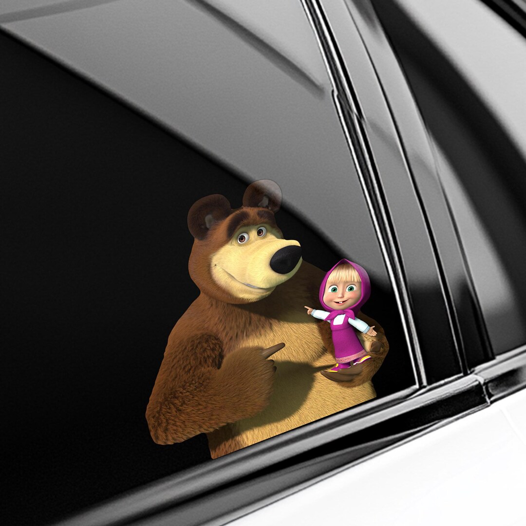 Masha and the Bear Peeker Sticker – Cute Masha Peek‑a‑boo Vinyl Decal ...