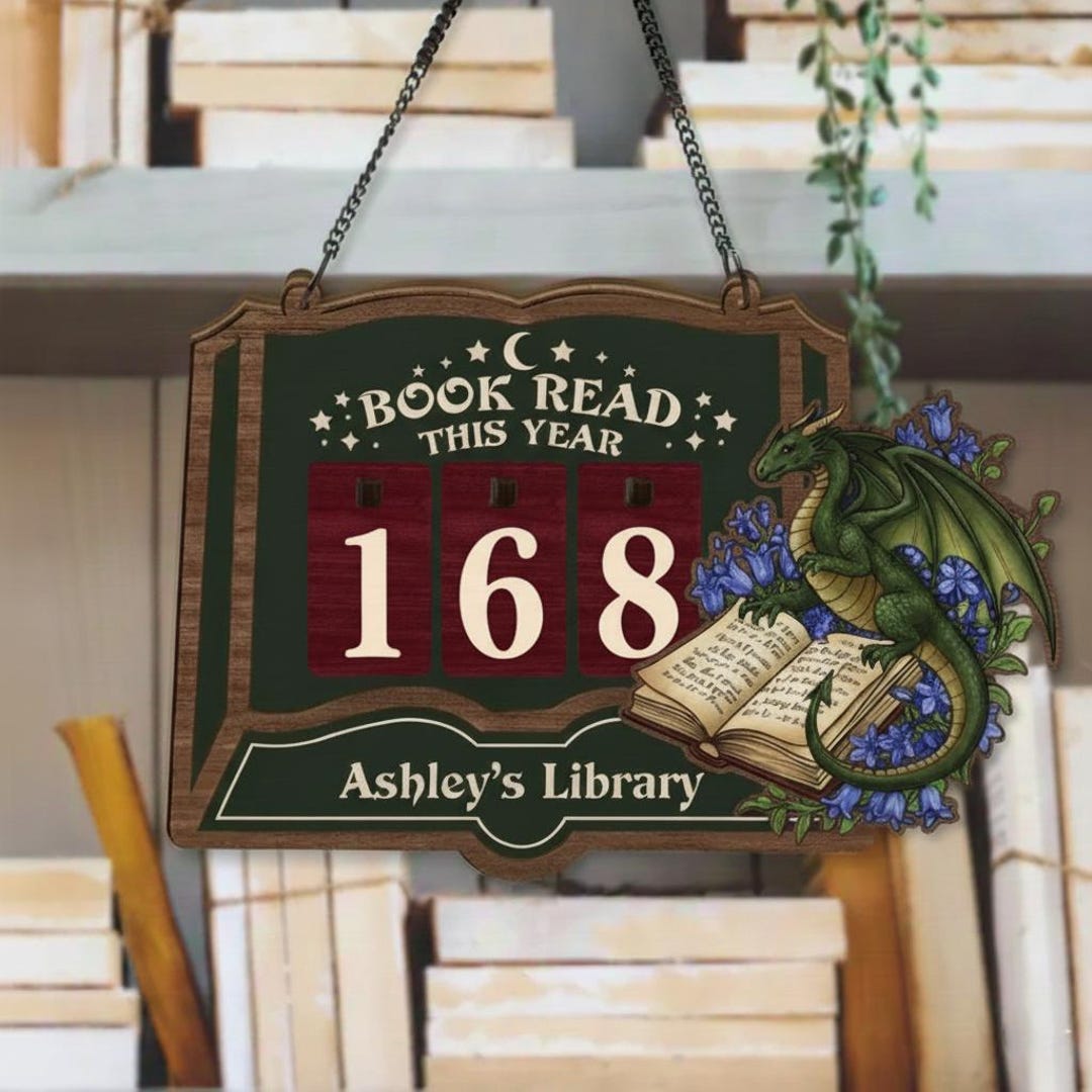 Dragon Book Tracker Sign, Personalized Reading Tracker, Library Decor ...