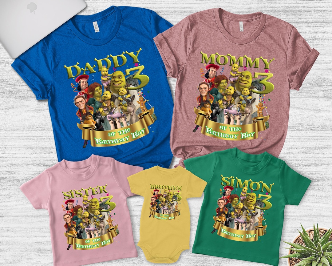 Shrek Birthday Family Matching Shirt, Green Ogre Cartoon Custom ...