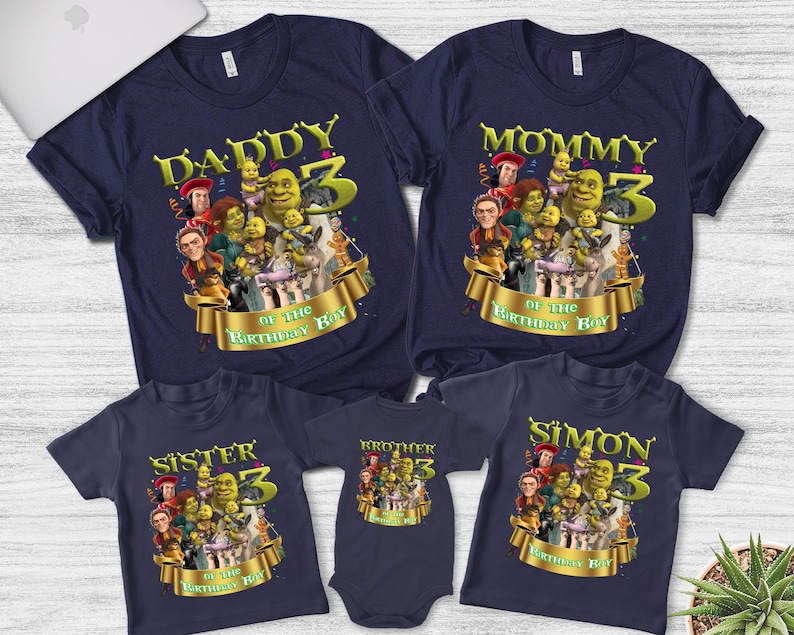 Shrek Birthday Family Matching Shirt, Green Ogre Cartoon Custom ...