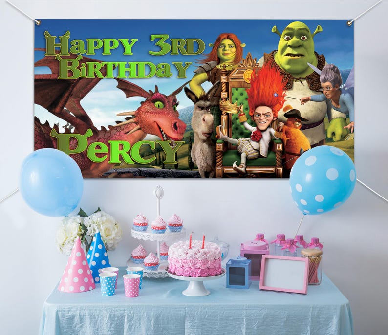 Birthday Backdrop Shrek Theme, Shrek Birthday Backdrop, Shrek Party ...