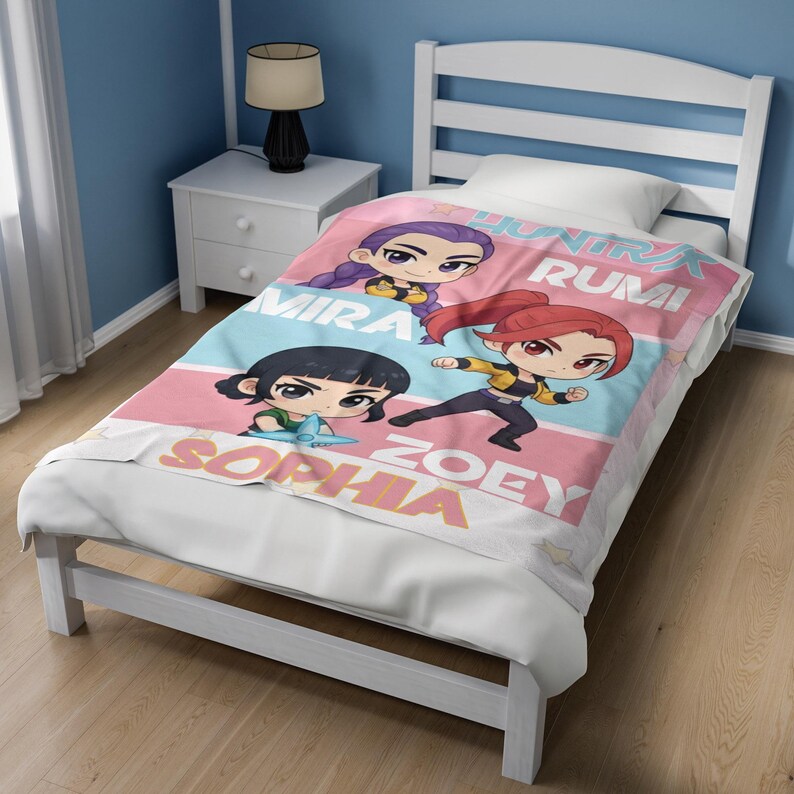 Huntrix Custom Blanket, Cute Huntrix Inspired Blanket,huntrix Rumi,zoey ...