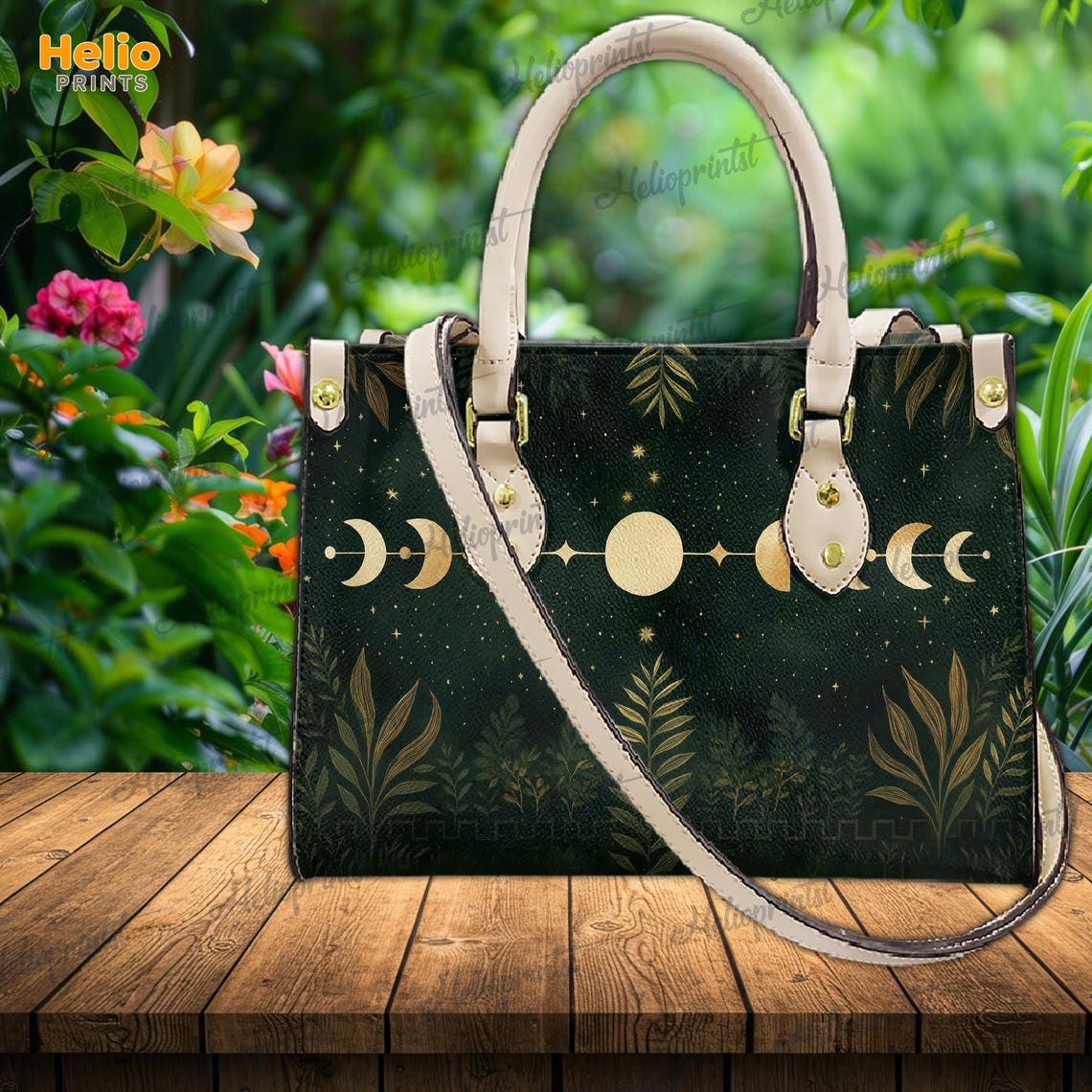 Moon Phase Shoulder Bag, Celestial Forestcore Leather Handbag, Moon ...