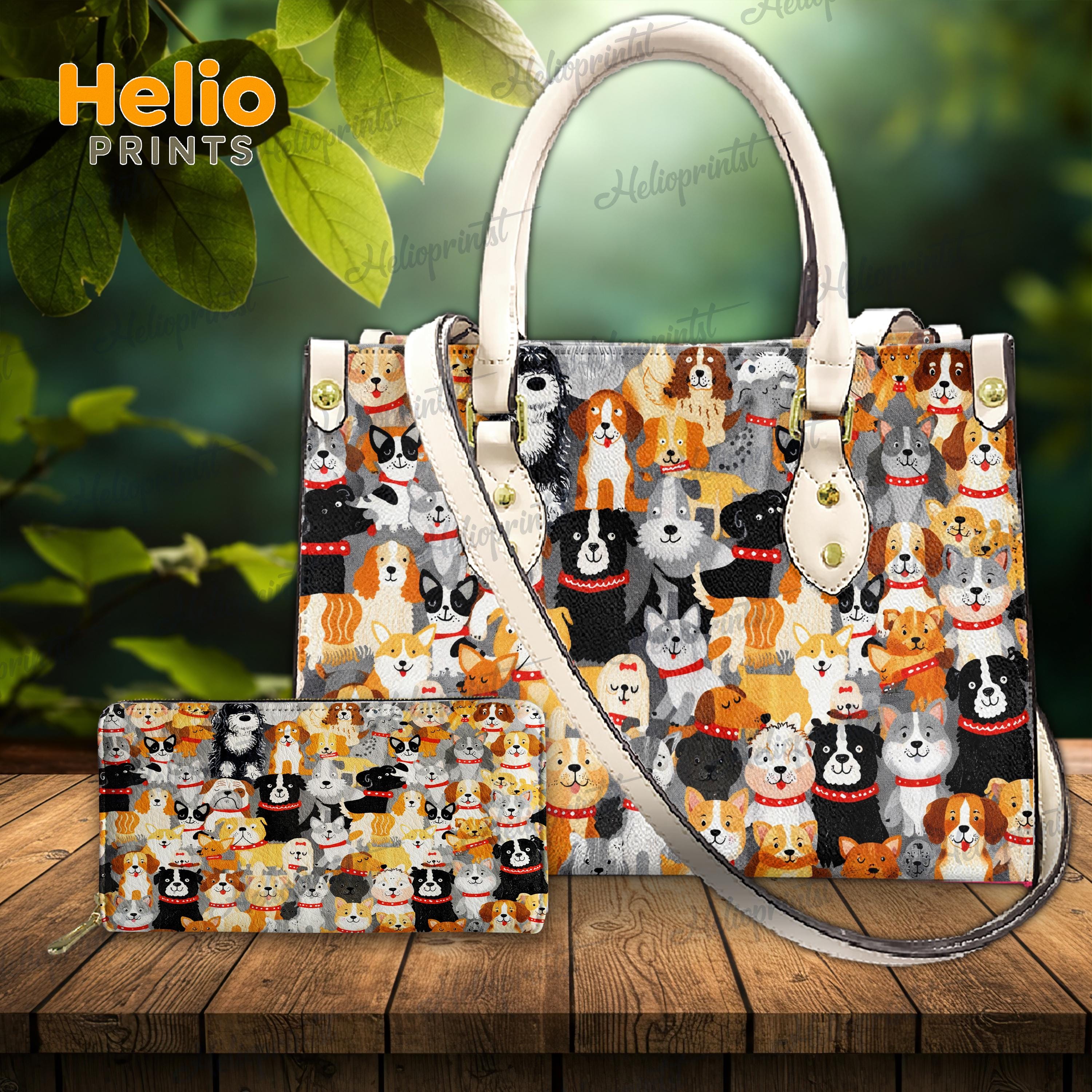 Cute Dog Pattern Handbag, Dog Lover Purse, Funny Dog Print Tote Bag ...