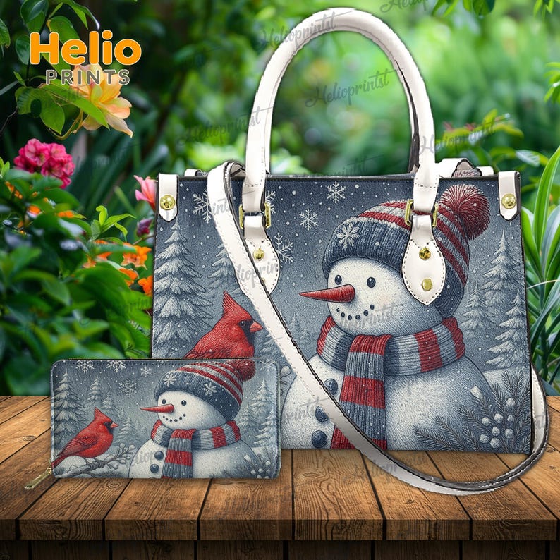 Snowman Leather Handbag, Snowman Purses, Christmas Leather Handbag ...