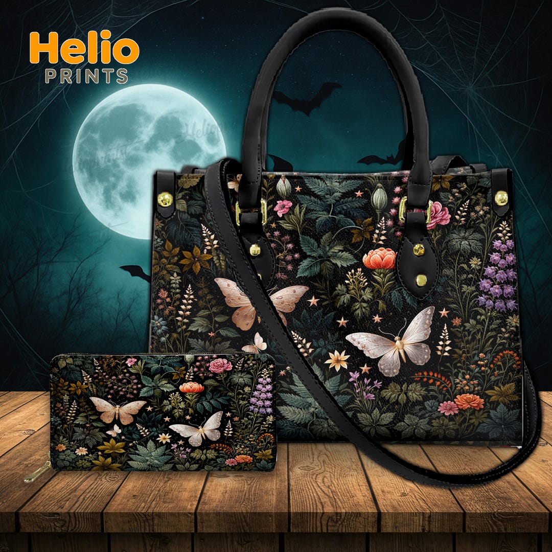 Butterfly Floral Tote Bag, Moth Handbag, Butterfly Purse, Vibrant ...
