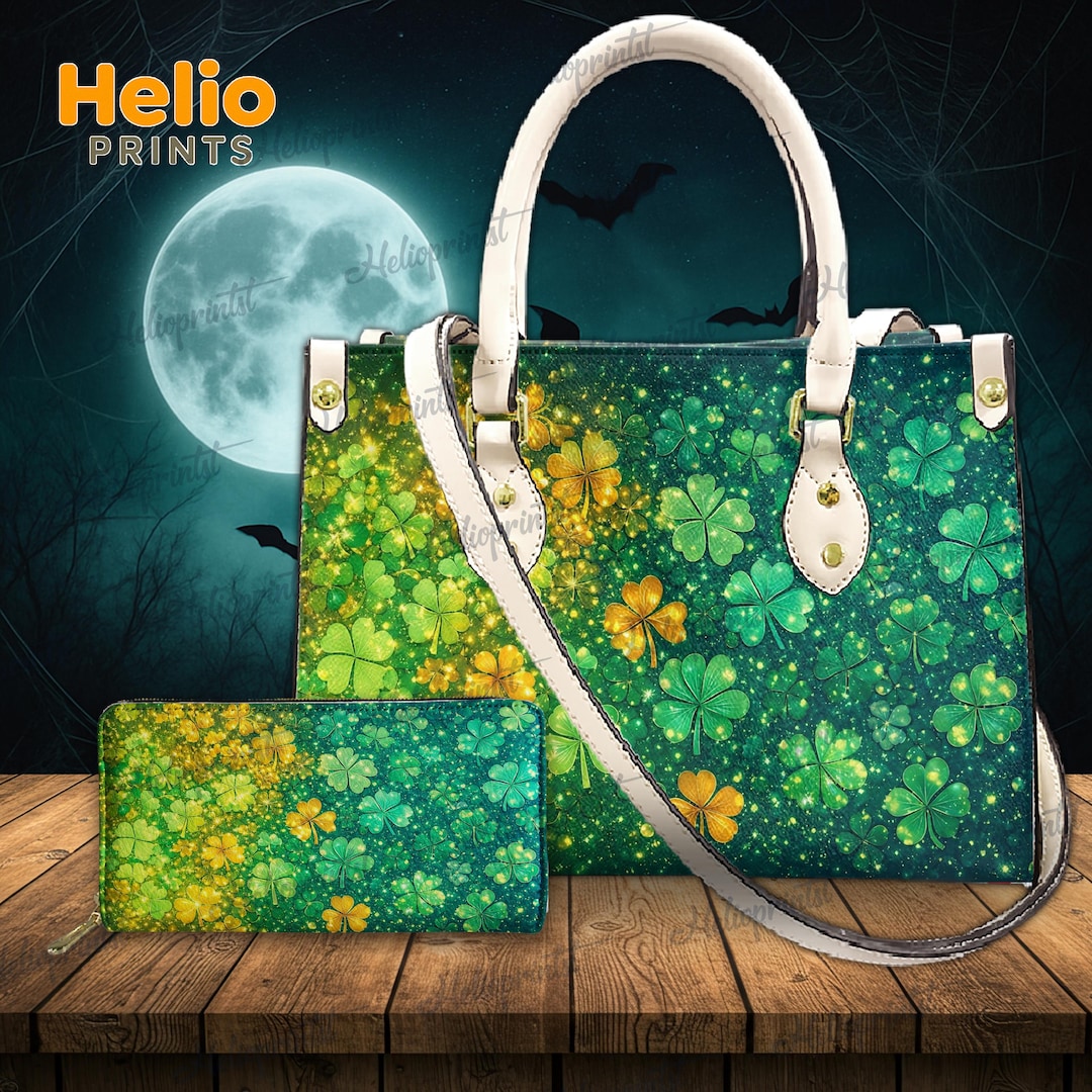 Lucky Clover Handbag, Green Irish Tote, St Patricks Leather Handbag ...