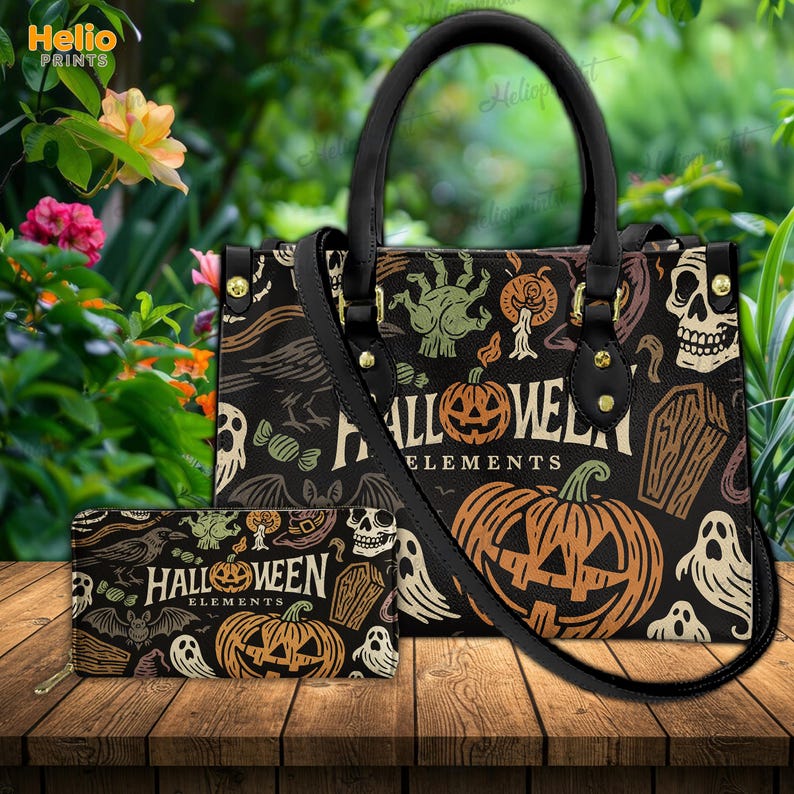 Vintage Halloween Handbag, Spooky Pumpkin Skull Ghost Purse, Gothic ...