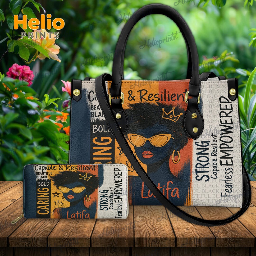 Custom Name Afro Woman Leather Purse: Empowering Black Queen Art - Etsy
