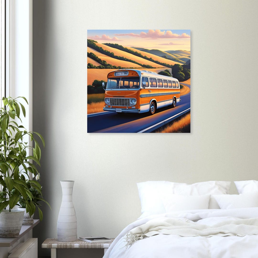 Retro Road Trip Wall Art – Vintage Bus Highway Print | Matte Paper - Etsy